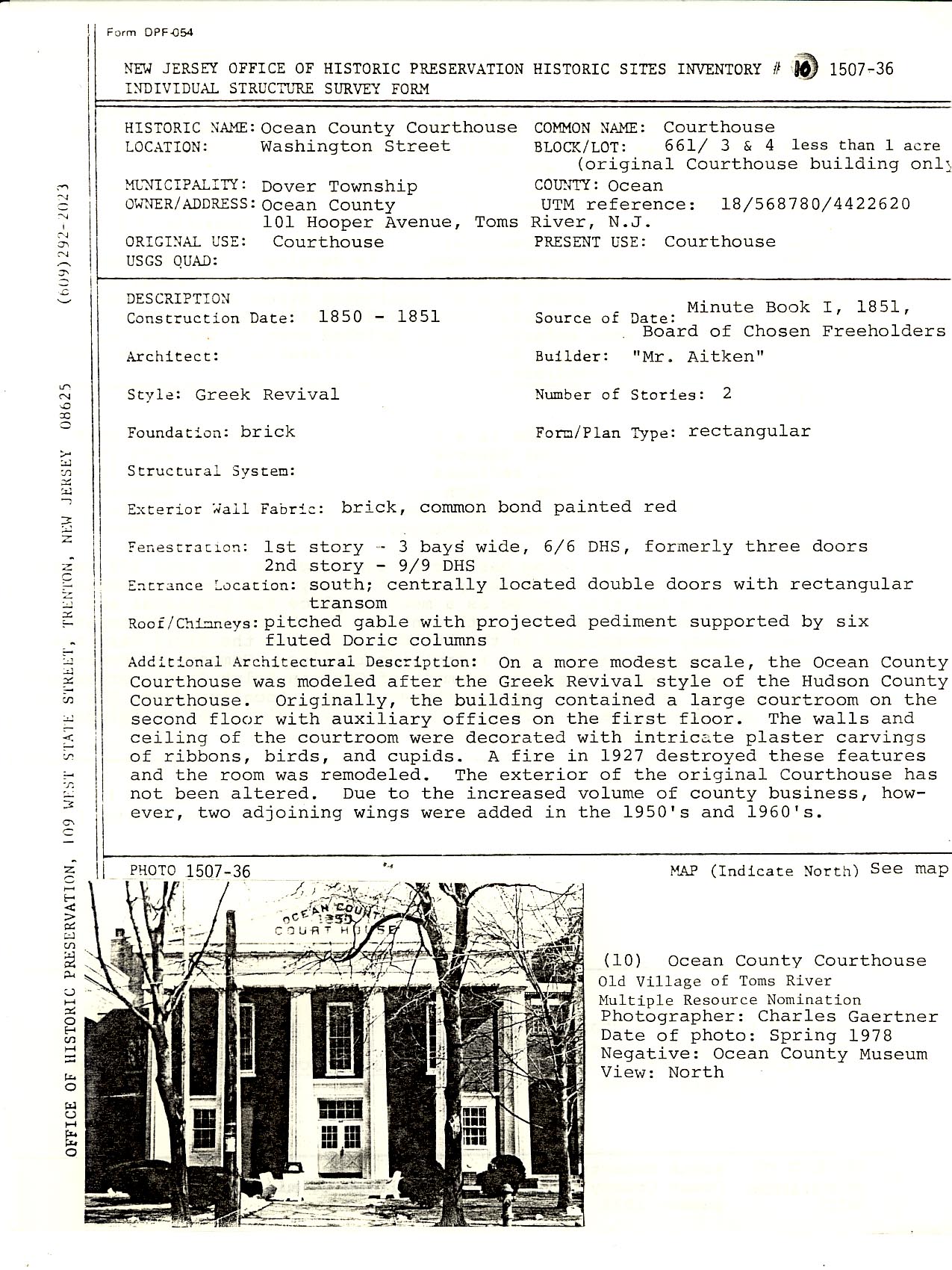 1850 OCEAN COUNTY COURT HOUSE (NR83001610) | Ocean County Government